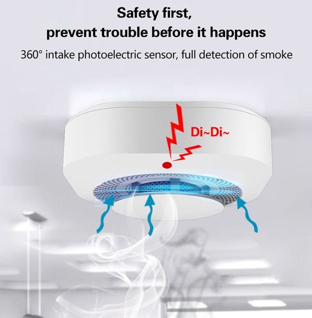 DAYTECH WIRELESS SMOKE DETECTOR SM20-D FIRE-ALARM BELL PHOTOELECTRIC ...