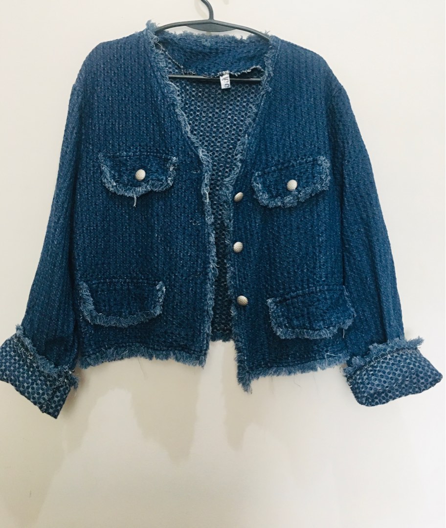 Tweed Denim Jacket, Women's Fashion, Coats, Jackets and Outerwear on ...