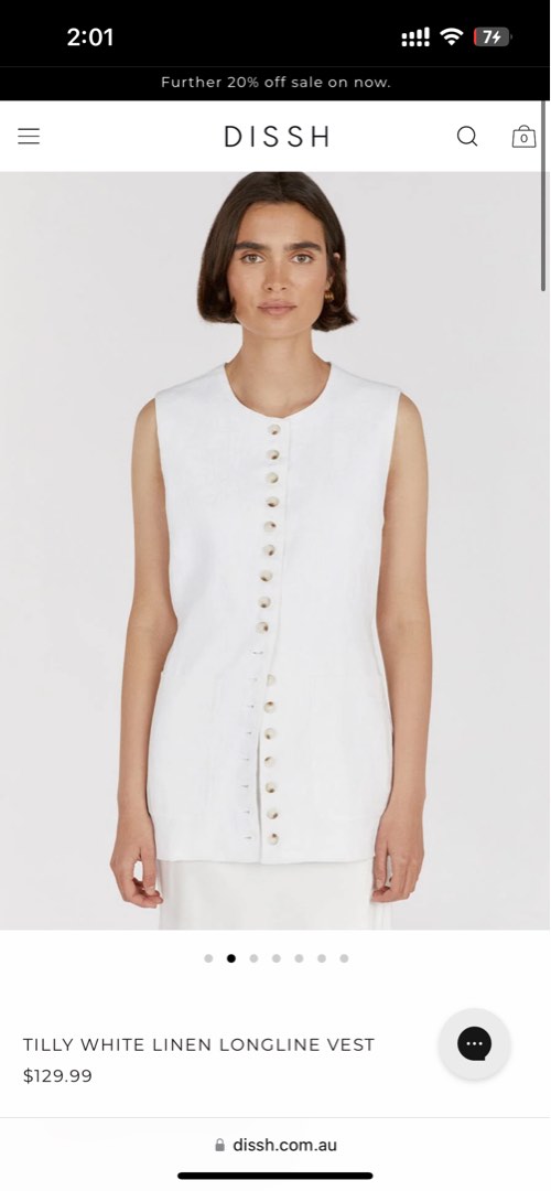 Dissh Tilly white linen long line vest, Women's Fashion, Tops ...