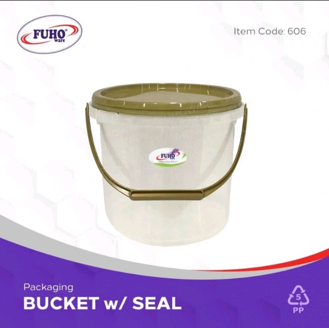 FUHO Bucket with Seal 6L, #606. 1pc Plastic Container Pail Canister ...