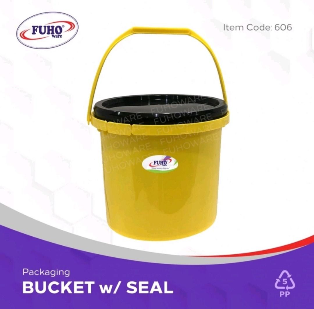 FUHO Bucket with Seal 6L, #606. 1pc Plastic Container Pail Canister/Food Keeper/DIY Packaging ...
