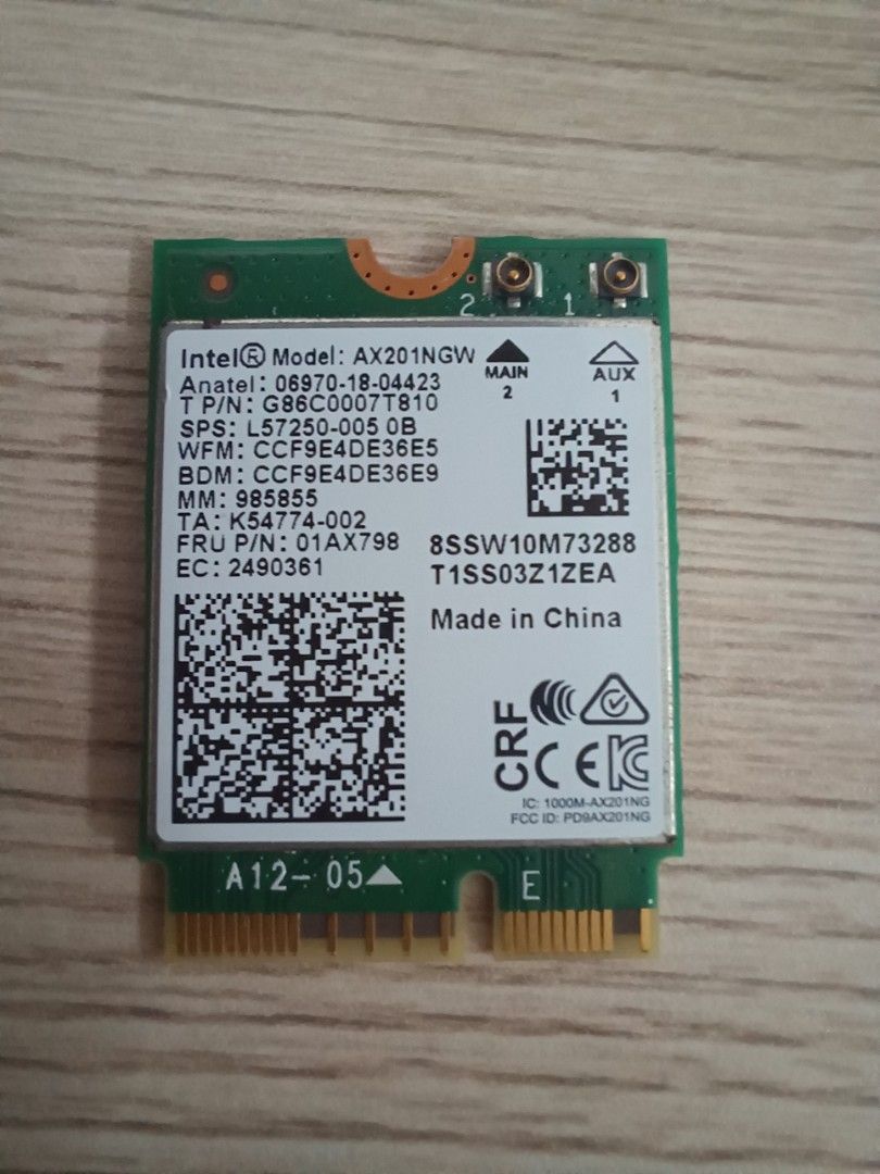 Intel WiFi Card AX201NGW, Computers & Tech, Parts & Accessories ...