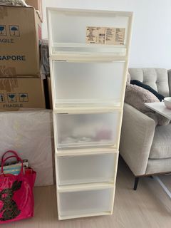 MUJI Stainless Unit Shelf Set Wide W86XD41cm with drawers, Furniture ...