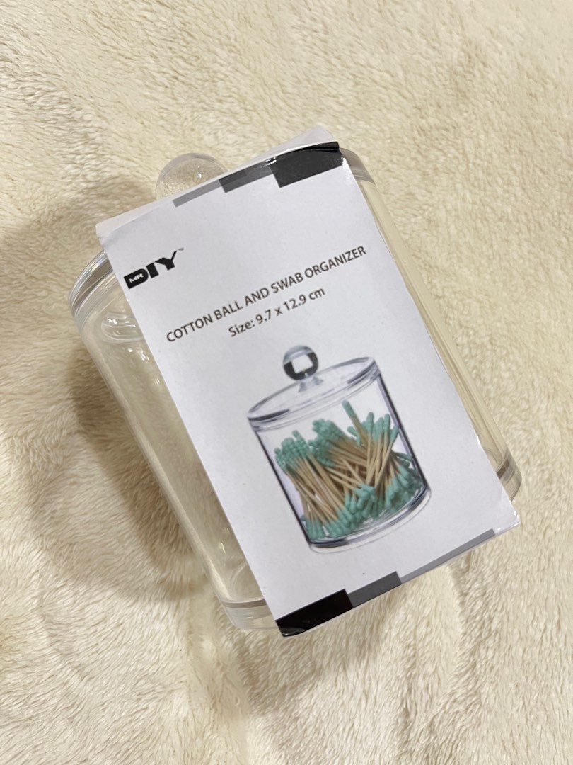 NEW Transparent Round Makeup Case Cotton Swab Stick Storage Cotton Swab ...