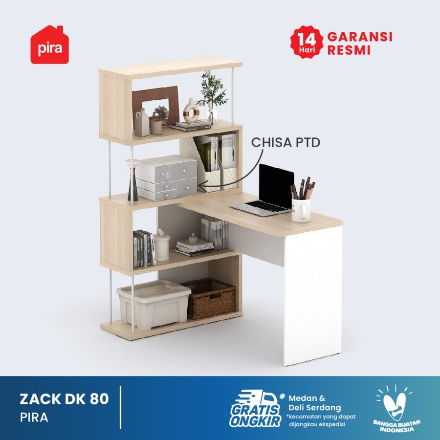 PIRA - ZACK DK 80 Meja Kerja / Meja Belajar dengan Rak Buku - ZACK PRO O-W, Perabotan Rumah di ...