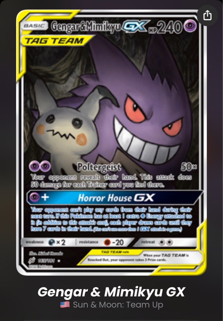 Pokemon Card : Gengar & Mimikyu GX, Hobbies & Toys, Toys & Games on Carousell