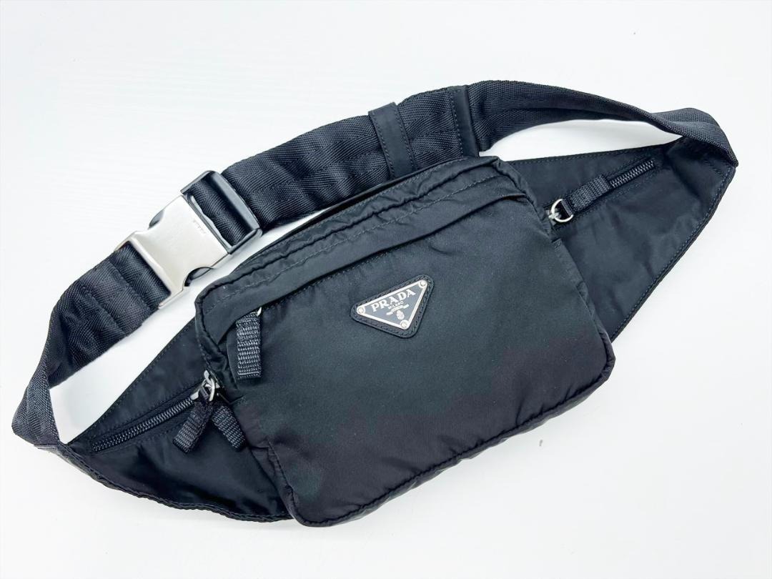 Prada Triangle Logo Waist Bag Body Bag Black Nylon, Men's Fashion, Bags ...