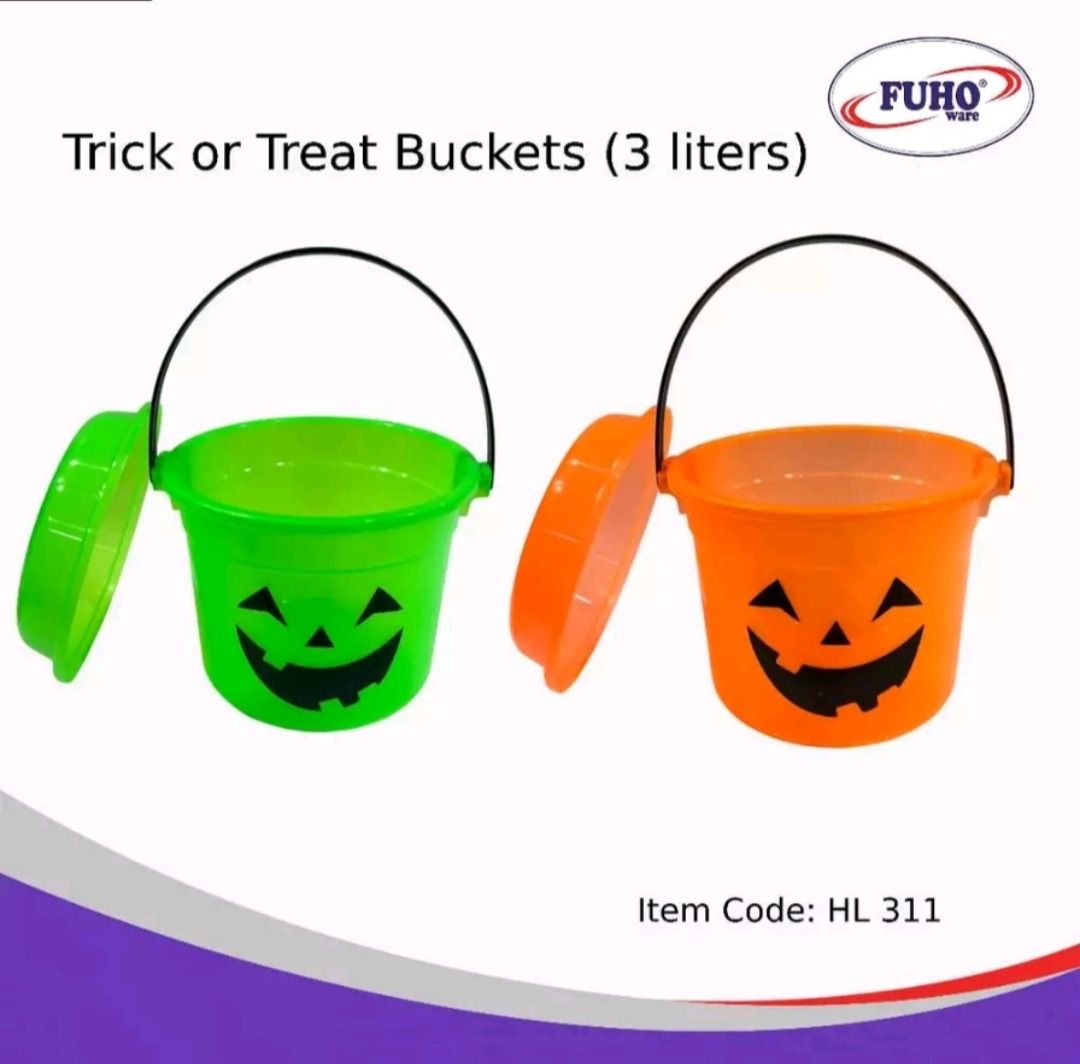 Trick or Treat Candy Basket, Candy Bucket , Holloween Bucket with cover ...