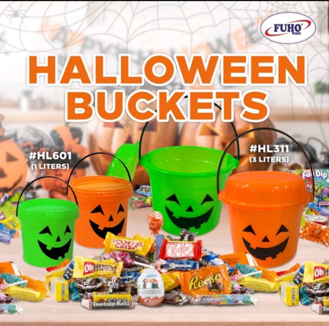 Trick or Treat Candy Basket, Candy Bucket , Holloween Bucket with cover ...