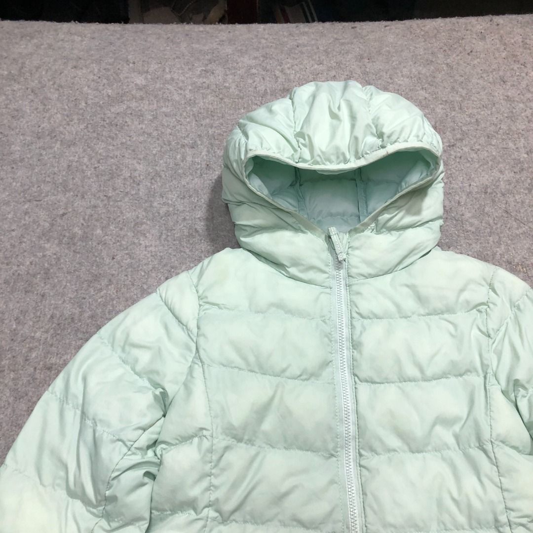 UNIQLO Kids Down Hooded Jacket Full Zip Teal Size 110 Boys Girls Winter ...