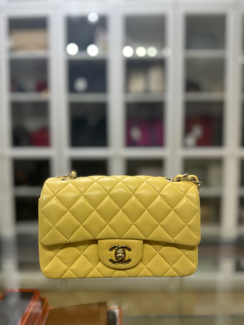 Chanel Mini Rectangle in Quilted Yellow Lambskin and Light Gold ...
