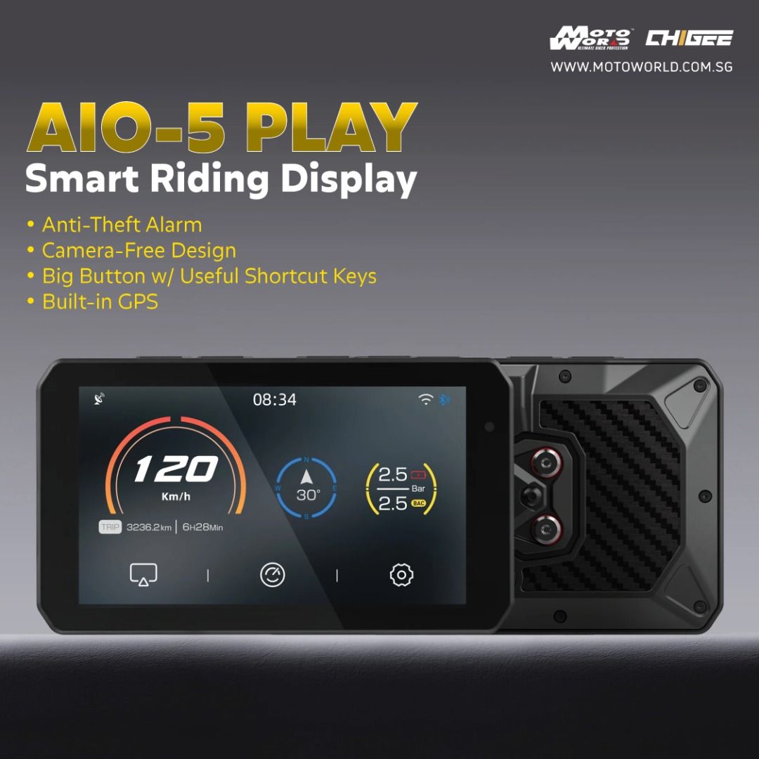 Chigee AIO-5 Play Smart Riding Display (Plug and play version) CarPlay / Android Auto for ...