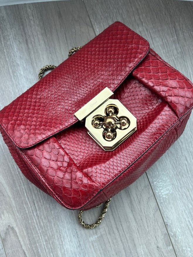 Chloe Elsie Red Python Bag 紅色蛇皮手袋, 名牌, 手袋及銀包 - Carousell