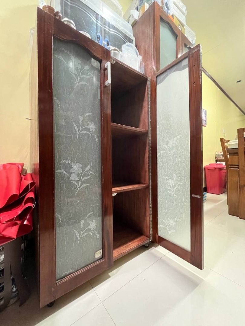 Custom-Made Medium Size Platera Cabinet with Mahogany Wood Frame and ...