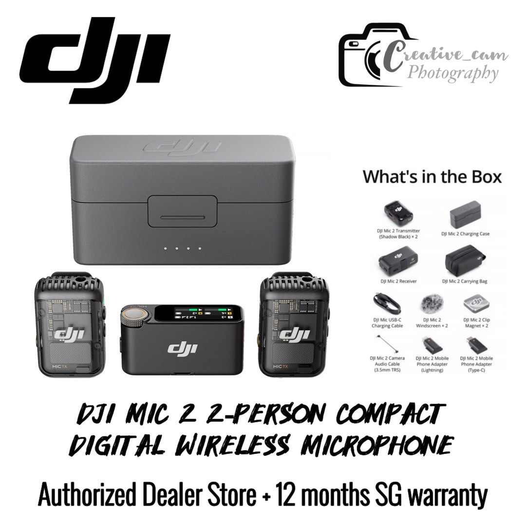 DJI Mic 2 2-Person Compact Digital Wireless Microphone, Audio ...