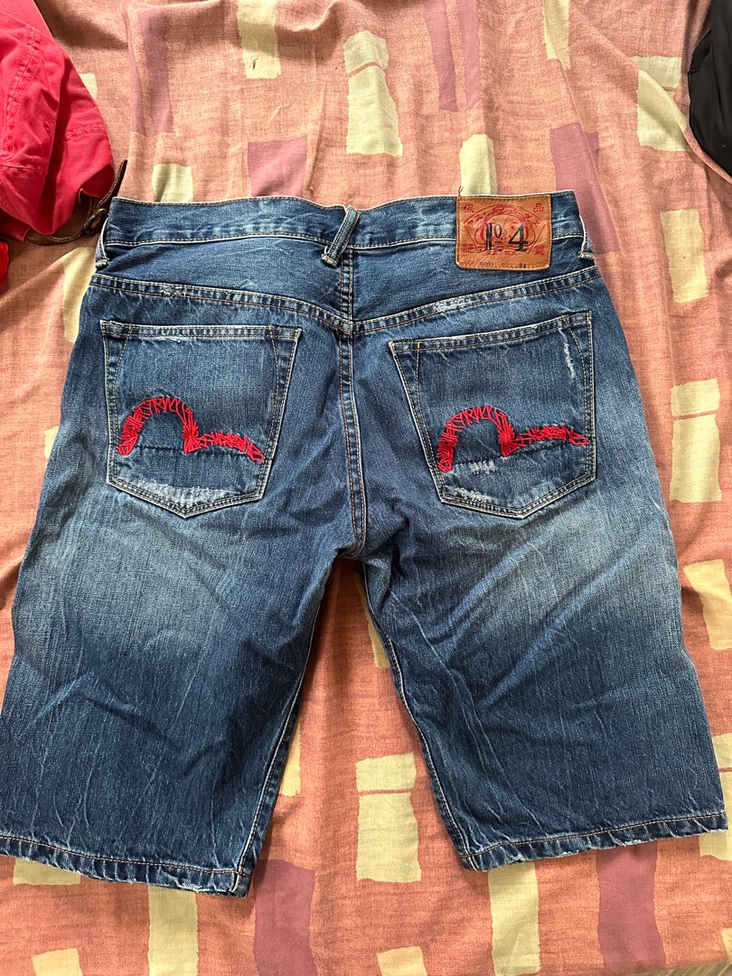 Evisu washed denim jorts, Men's Fashion, Bottoms, Shorts on Carousell
