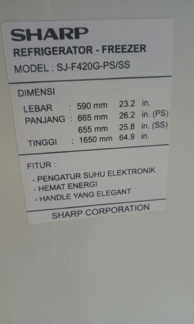 Kulkas SHARP 2 Pintu, Kitchen & Appliances di Carousell