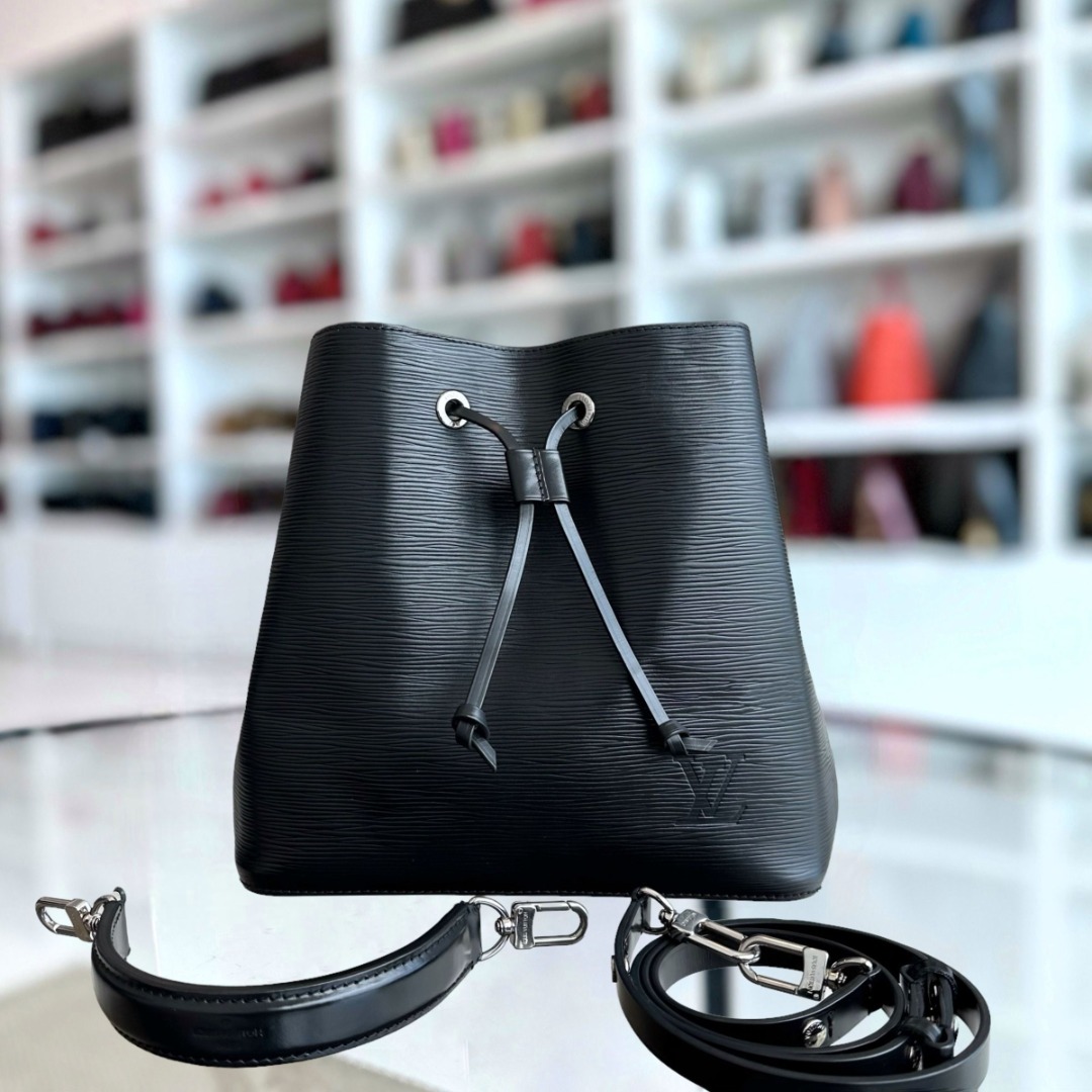 Louis Vuitton LV Neo Noe MM EPI Leather Bucket Bag Black SHW, Luxury ...