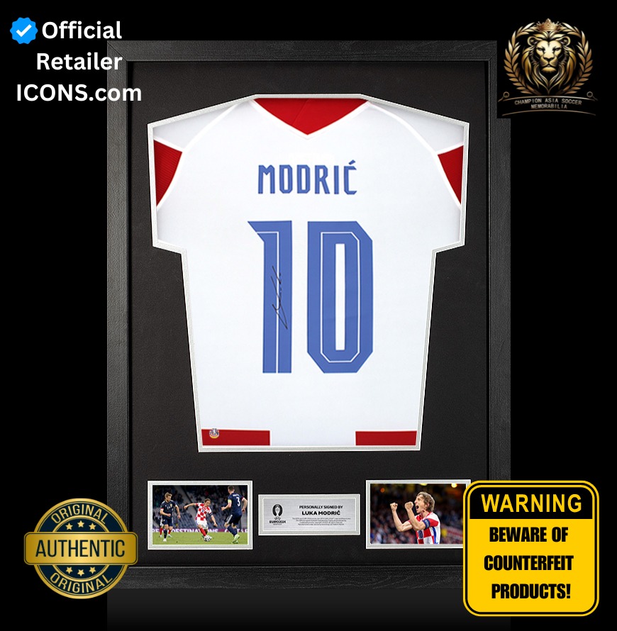 Luka Modric Official UEFA EURO 2024 Back Signed and Framed Croatia 2020 ...