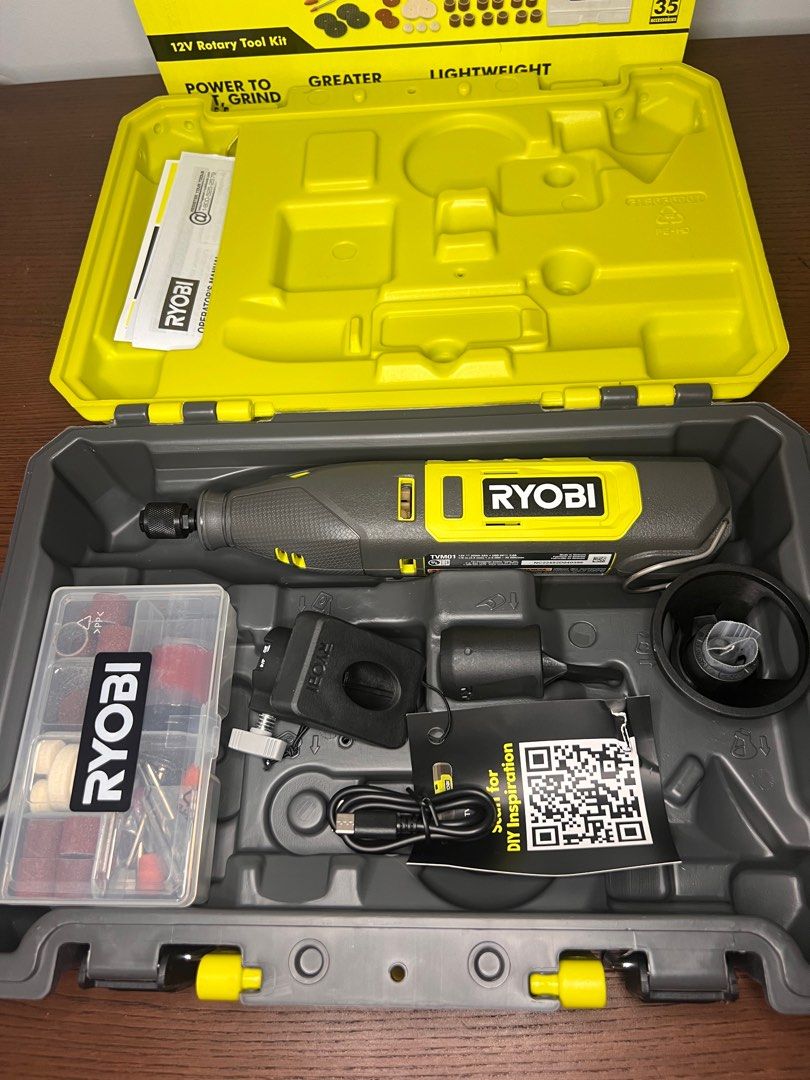 New RYOBI 12V Cordless Rotary Drill Grinder Tool Kit (Rechargeable ...