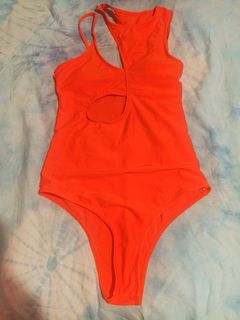 Summer Orange One Piece Swimsuit, Women's Fashion, Swimwear, Bikinis ...