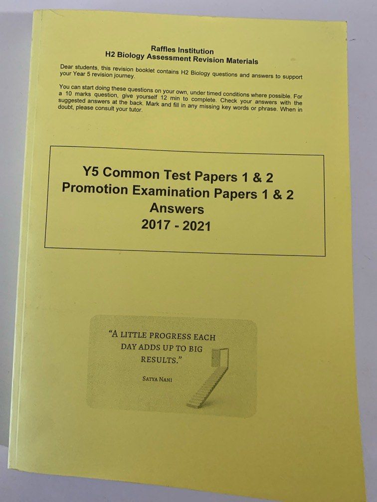 Raffles Junior College A Levels H2 Biology JC1 Common Test ...