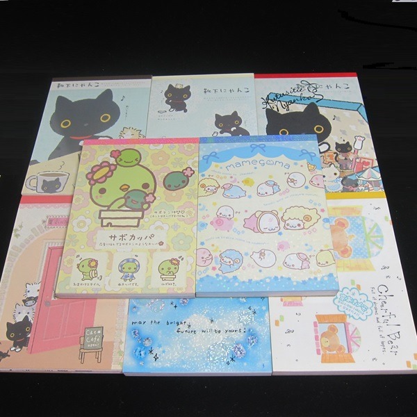 San-X Kutusita Nyanko Black Cat Neko Sabokappa Mamegoma Bear etc Memo ...