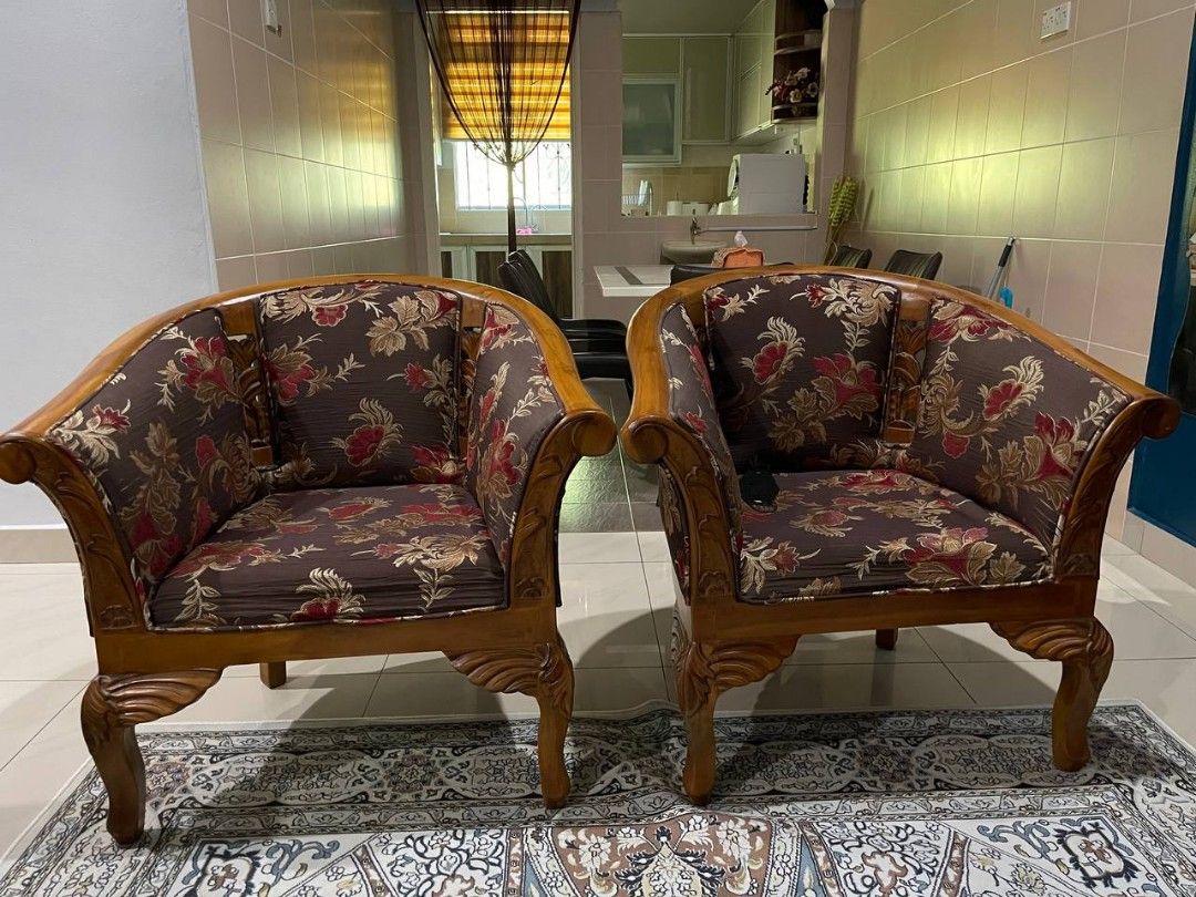 Set kerusi jati, Furniture & Home Living, Furniture, Tables & Sets on ...