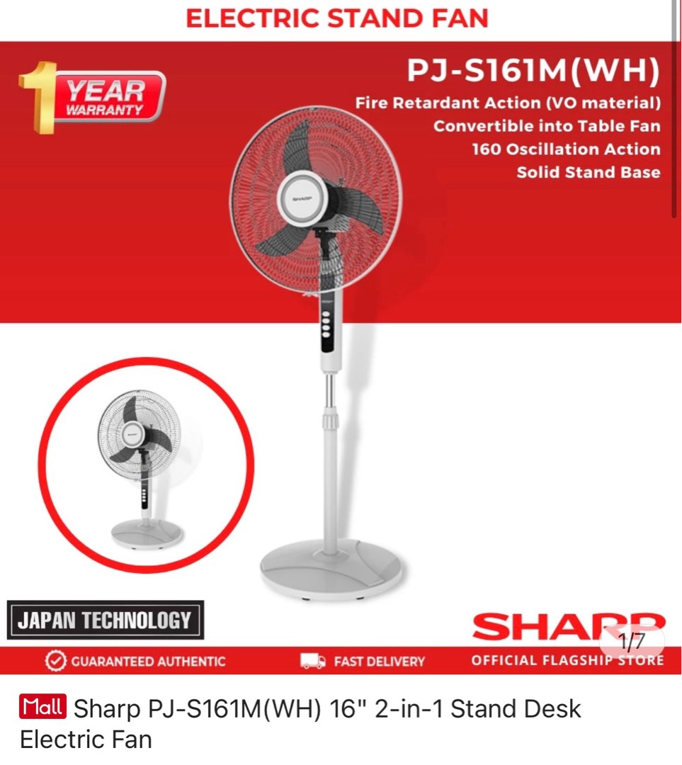 Sharp stand desk fan, Furniture & Home Living, Lighting & Fans, Fans on ...
