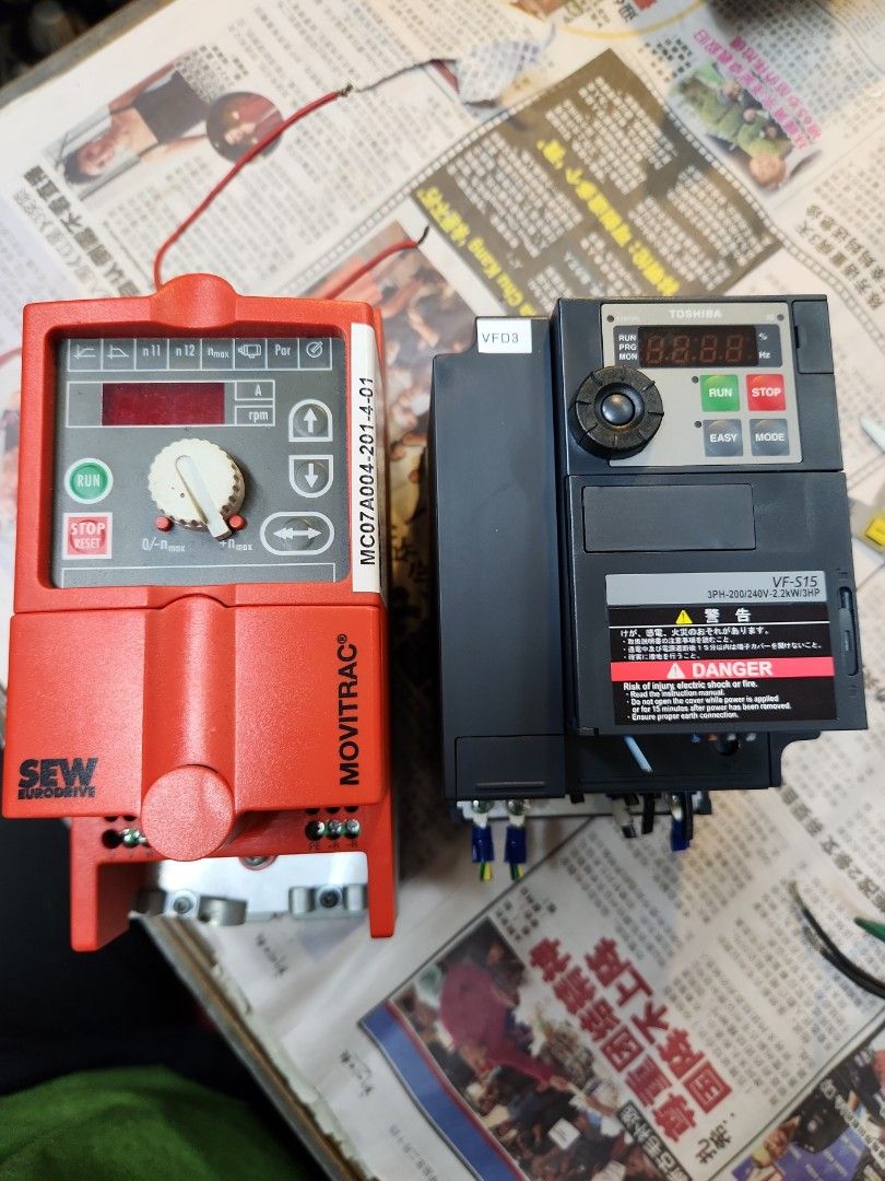 TOSHIBA & SEW EURODRIVE VFD INVERTER 220V SINGLE PHASE 3HP 1HP, TV ...