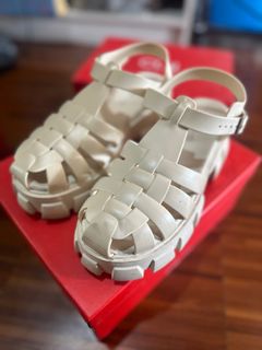 Neon Green Jelly Sandals Waterproof, Women's Fashion, Footwear, Flats ...