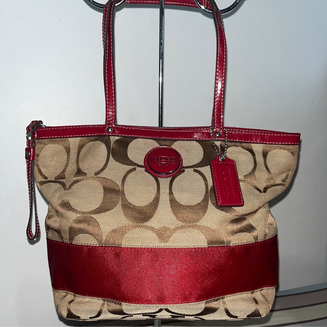 COACH Red Signature Canvas Tote Bag, Women's Fashion, Bags & Wallets ...