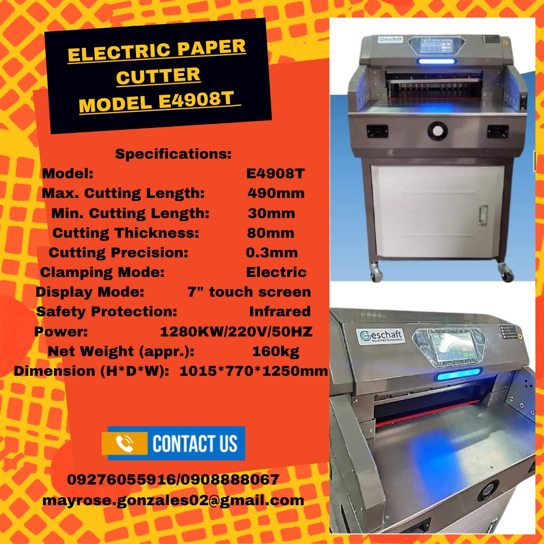 Electric Paper Cutter Model E4908T, Computers & Tech, Printers ...