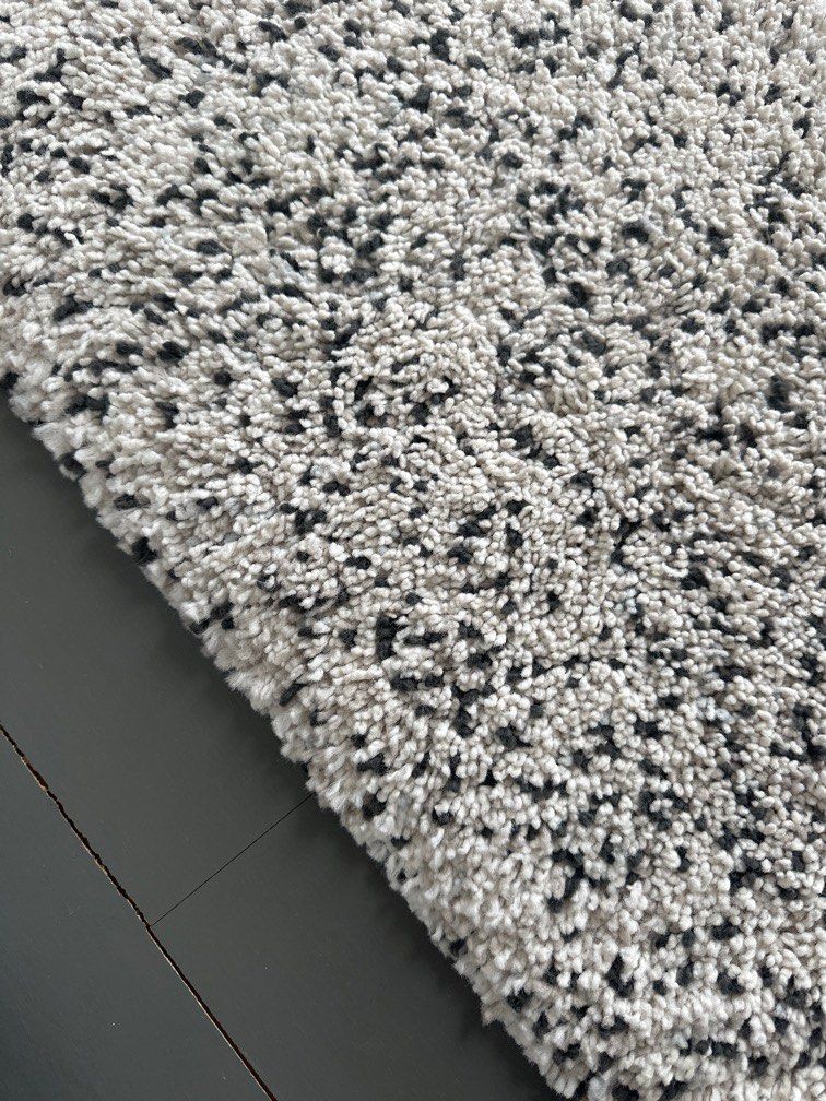 Extra large sized high-pile rug carpet black cream beige ikea vindum ...