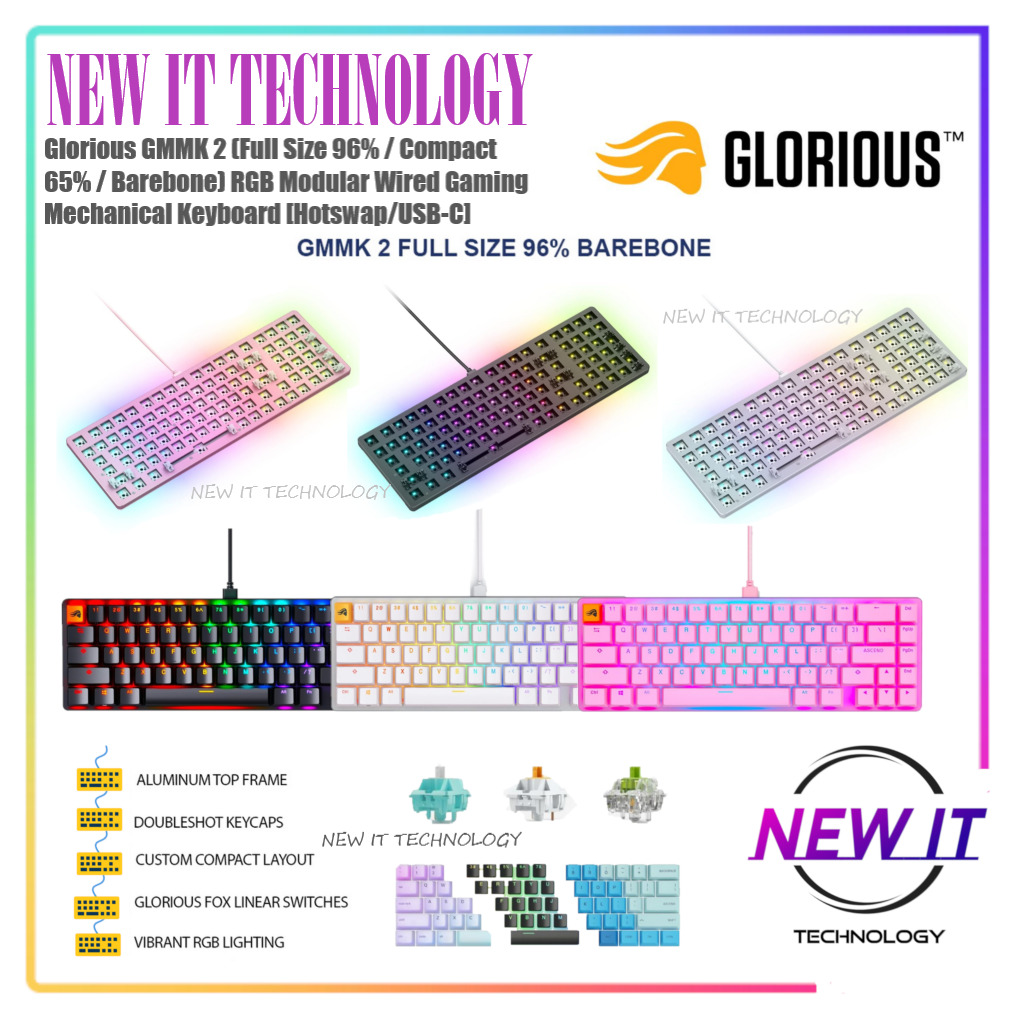 Glorious GMMK 2 (Full Size 96% / Compact 65% / Barebone) RGB Modular ...