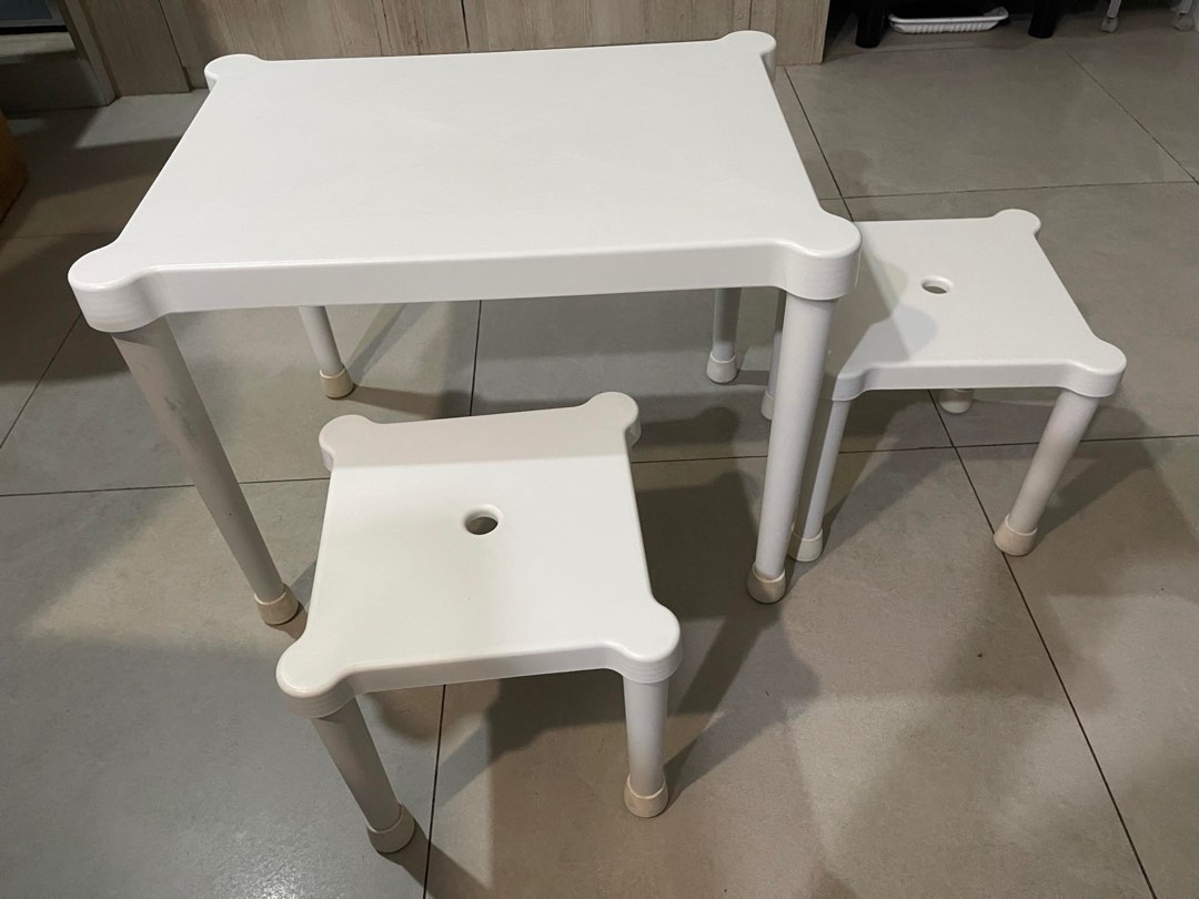 Ikea Utter Kids Table and 2 Chairs (with nonskid rubber attached ...