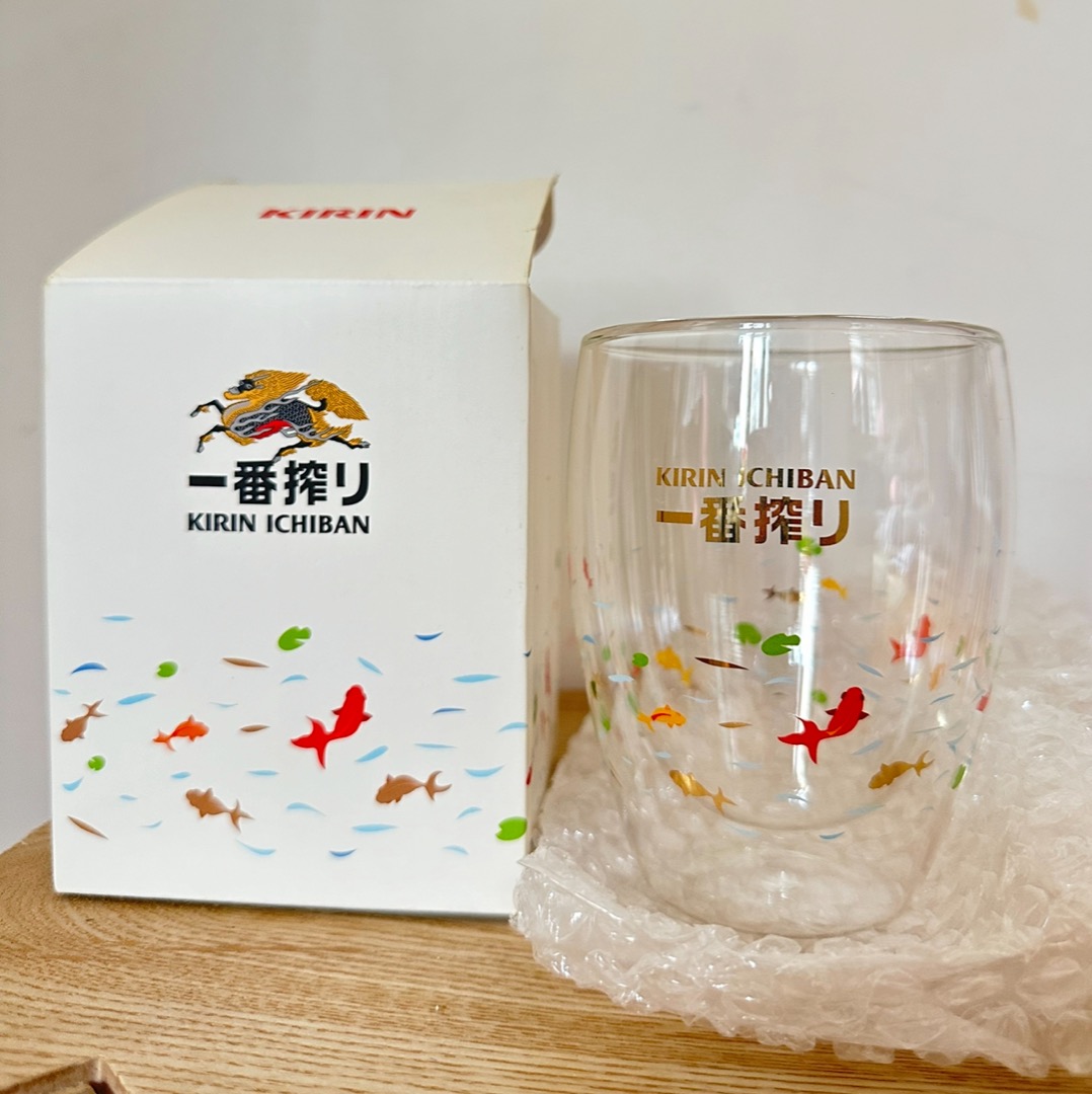 Kirin 麒麟 彩繪印花 限量版 雙層 玻璃 啤酒杯 Glass beer mug beer glass pin shooter 杯 清酒杯 ...
