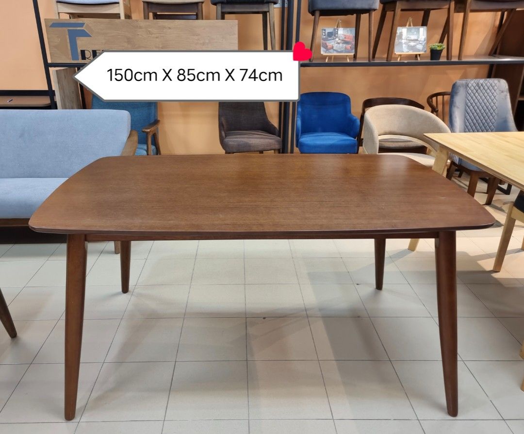 [New] 1.5m 6-Seater Dining Table, 5ft Meja Makan - 26kg Solid Wood ...
