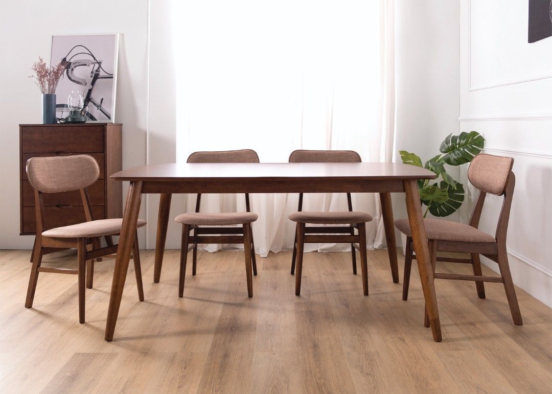 [New] 1.5m 6-Seater Dining Table, 5ft Meja Makan - 26kg Solid Wood ...