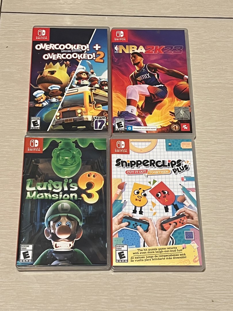 Nintendo Switch Games (snipperclips, luigi mansion 3, nba 2K23 ...