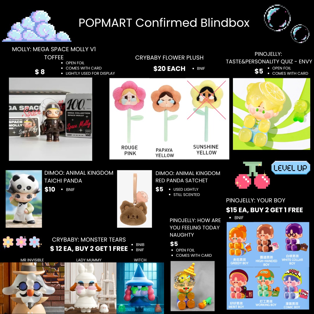 POPMART CONFIRMED CryBaby/SkullPanda/Dimoo/Molly/PinoJelly Blindbox ...