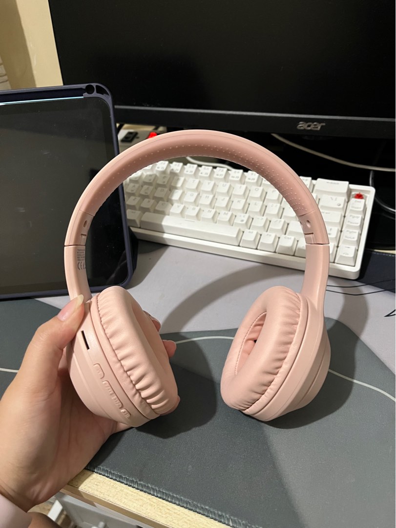 Rockspace Headphones (pink), Audio, Headphones & Headsets on Carousell