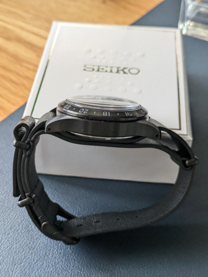 Seiko 5 Sports GMT Field Series Leather Strap Black Dial Automatic ...