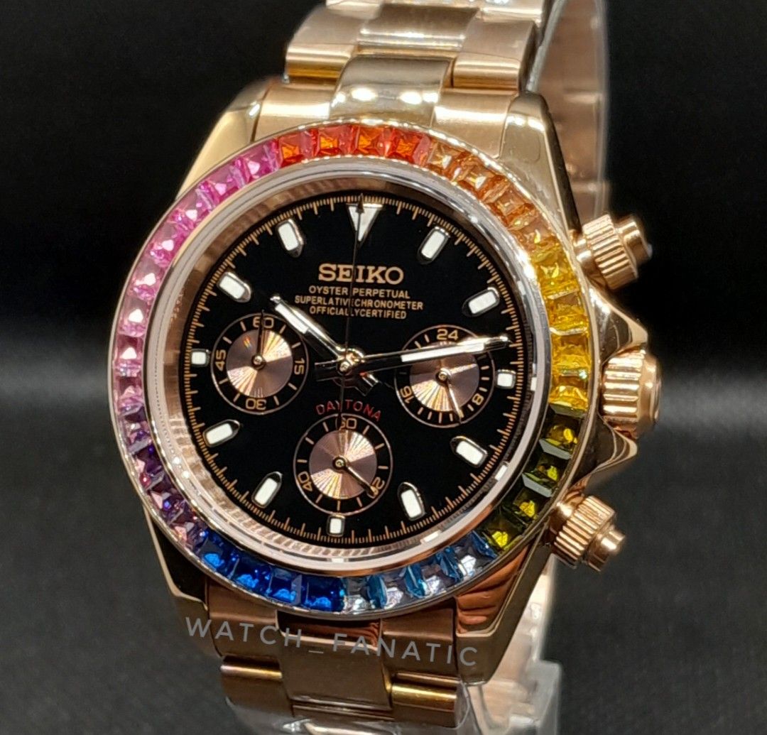 SEIKO [RAINBOW DAYTONA CHRONOGRAPH EVERROSE GOLD MOD] JAPANESE VK63 ...