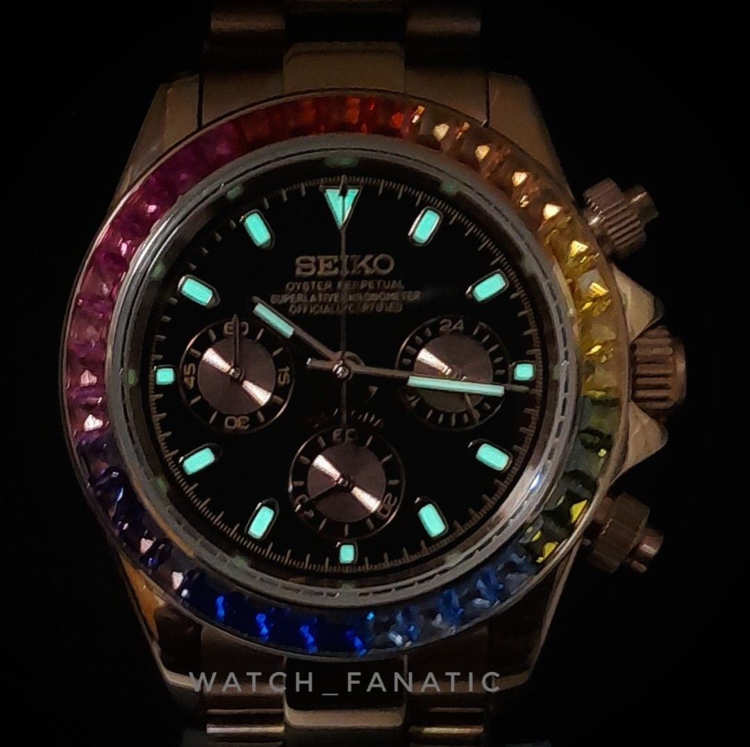 SEIKO [RAINBOW DAYTONA CHRONOGRAPH EVERROSE GOLD MOD] JAPANESE VK63 ...