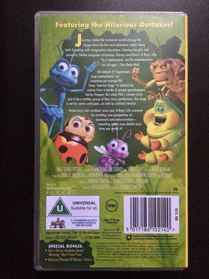VHS - A Bug's Life (1998) (VHS Tape / Video Tape), Hobbies & Toys, Music & Media, CDs & DVDs on ...