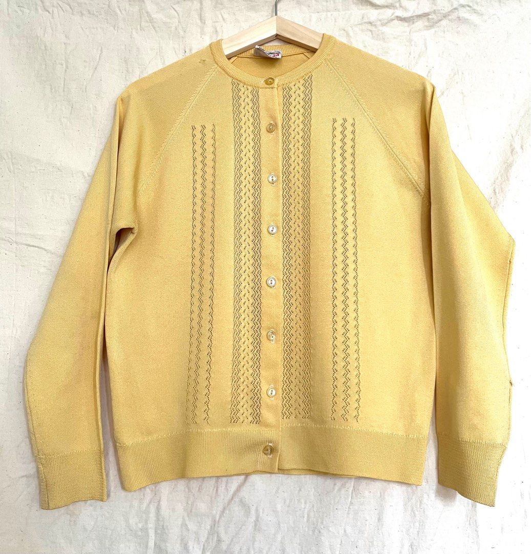 Vintage Crimplene Cardigan, Women's Fashion, Tops, Longsleeves on Carousell