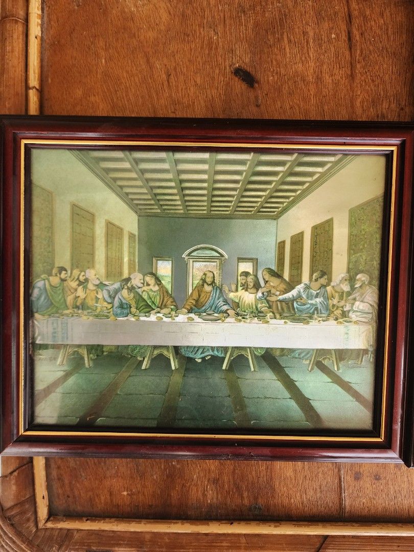 Wooden frame with Last supper photo, Furniture & Home Living, Home ...