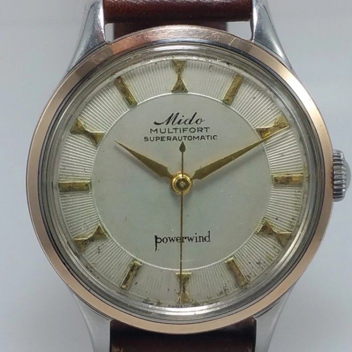 50s Vintage Mido Multifort Superautomatic Powerwind 14k rose gold ring ...