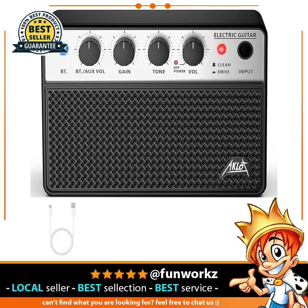 AKLOT Mini Guitar Amp Small Guitar Amplifier 10W Portable Recharged ...